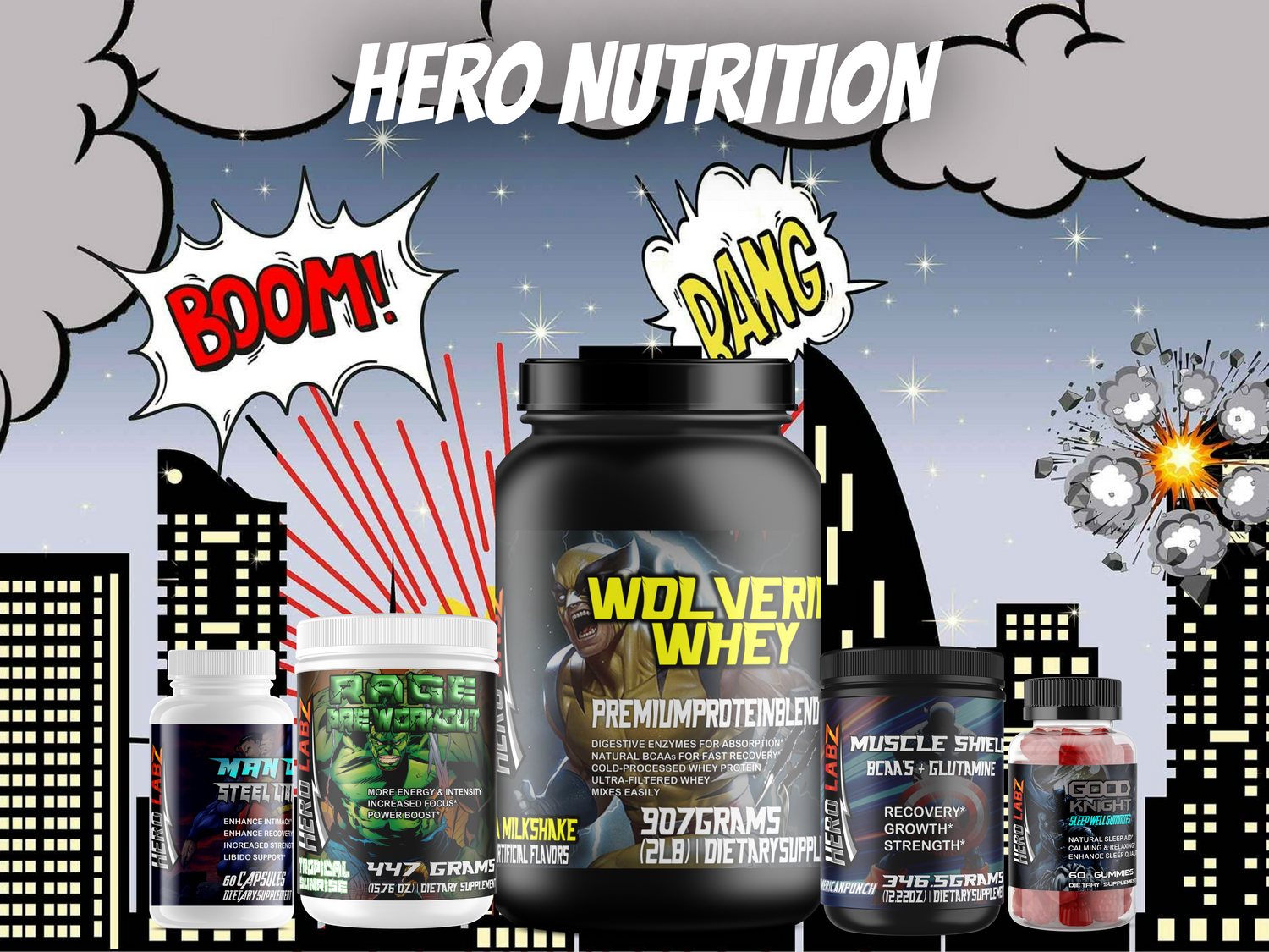 "Hero Labz - Elevate Your Fitness with Superhero-Themed Supplements"